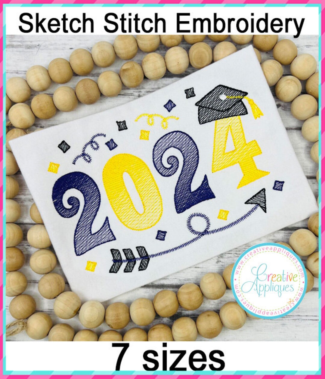2024 Graduate Digital Machine Embroidery Design 6 Sizes, Sketch Stitch ...