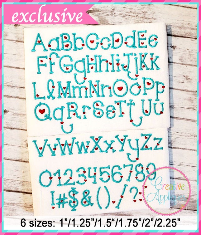 EXCLUSIVE 6 Sizes Cupid Love Embroidery Alphabet Font Digital | Etsy