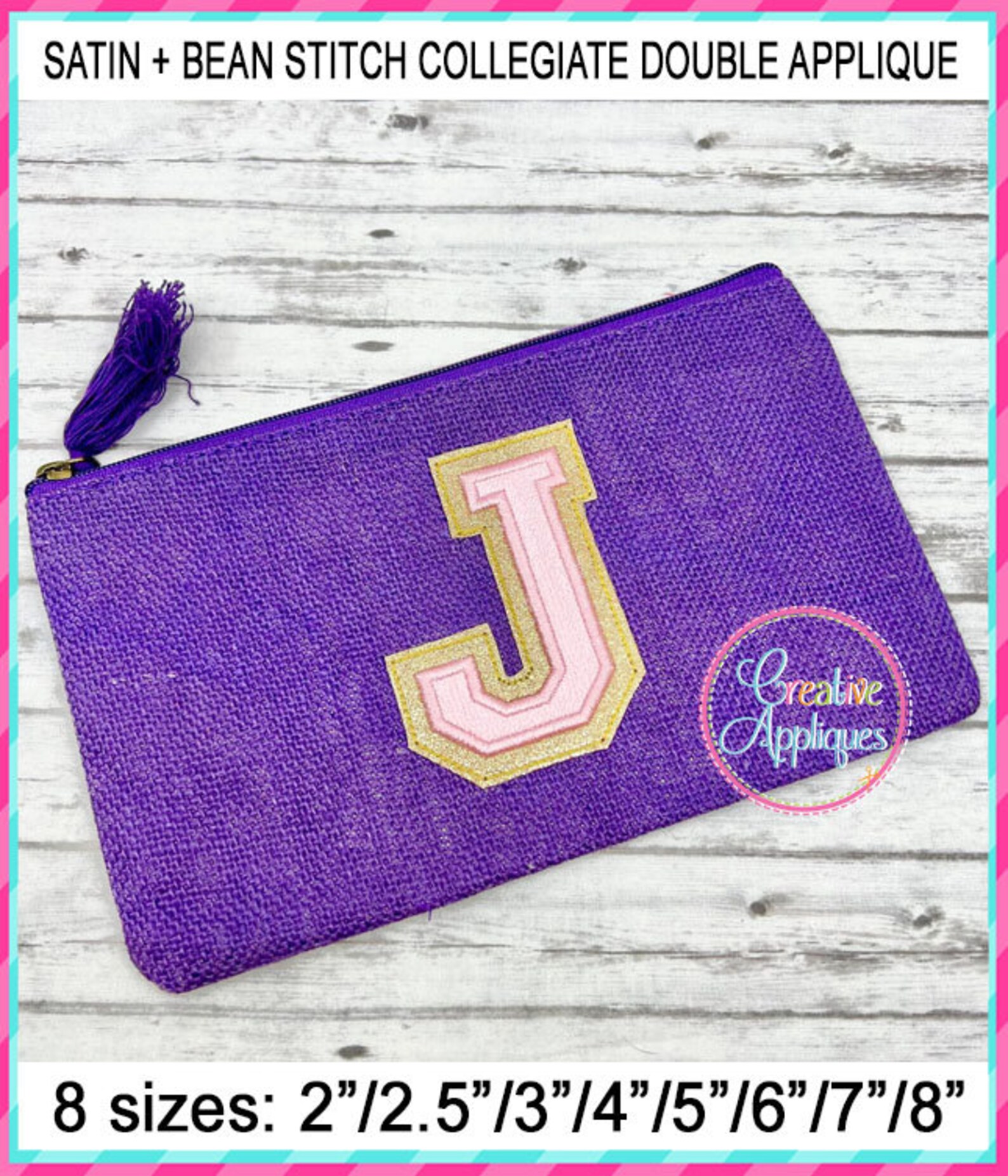 Collegiate Double Applique Alphabet Letters A Thru Z, Machine ...