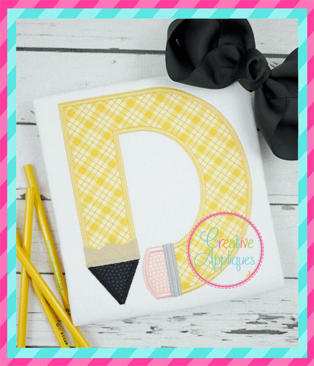 Pencil Alphabet Letters Digital Machine Embroidery Applique Design 5 ...