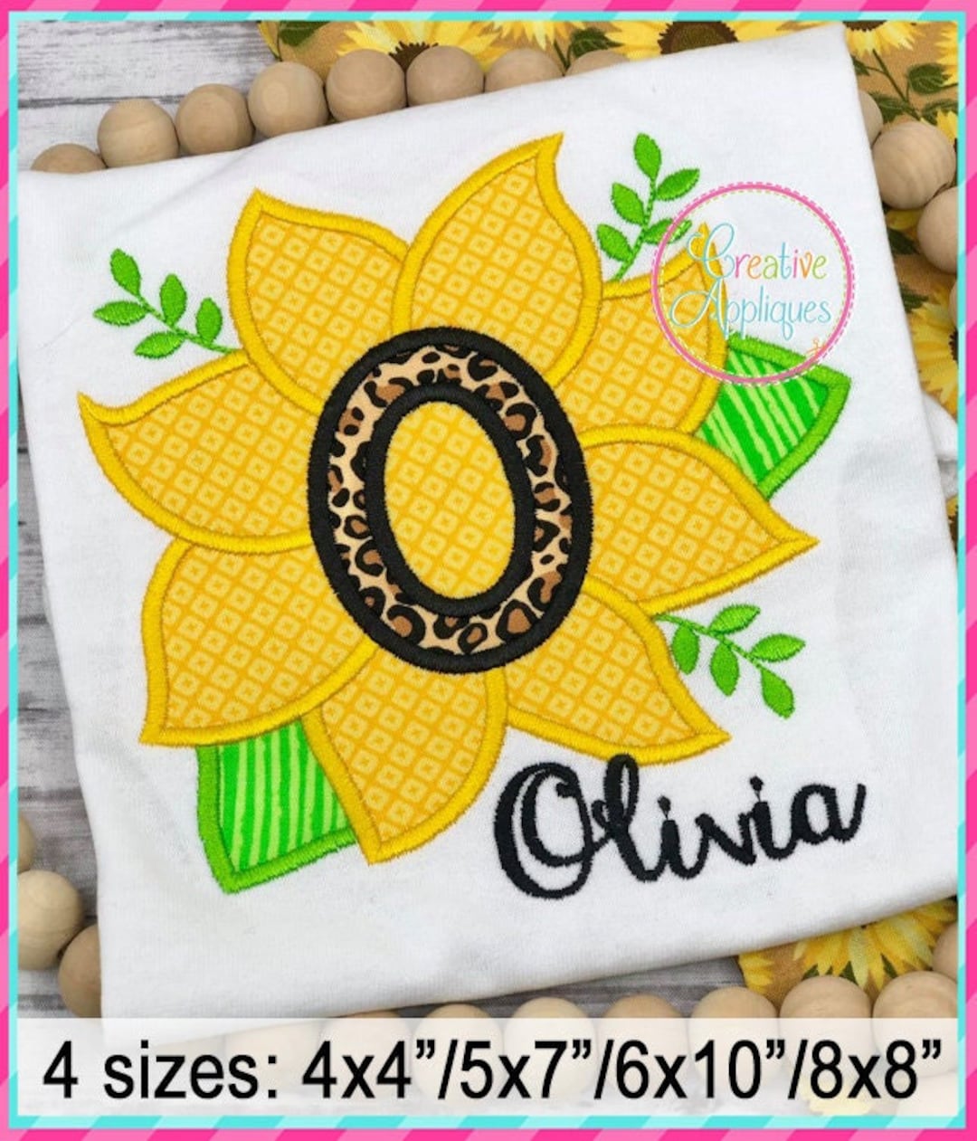 Sunflower Alphabet Applique Design Machine Embroidery Design 4 Sizes ...