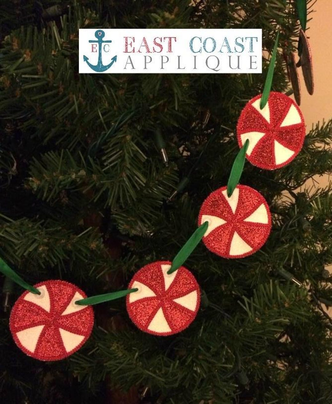 Peppermint Banner in the Hoop Machine Embroidery Design, in the Hoop ...