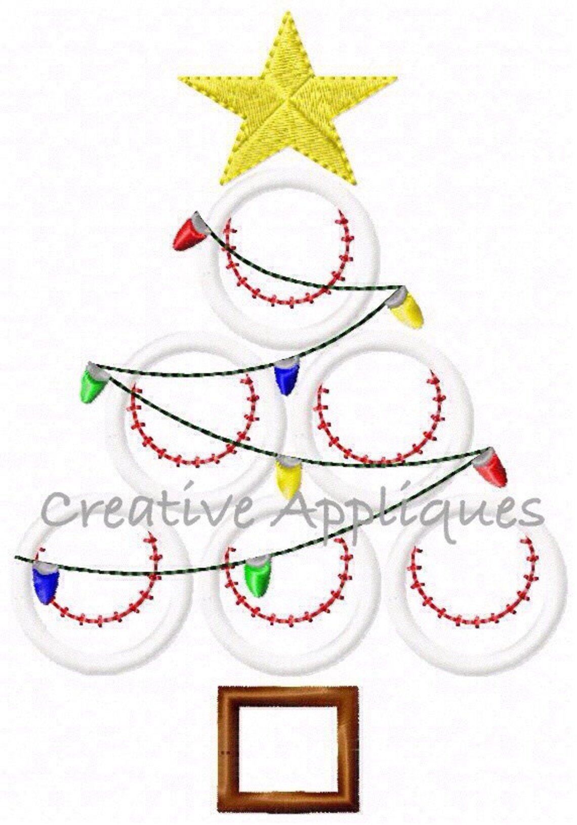 Baseball Softball Christmas Tree Digital Machine Embroidery Applique ...