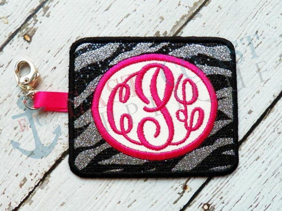 Preppy Bag Tag in the Hoop Design, in the Hoop Bag Tag, in the Hoop Key ...
