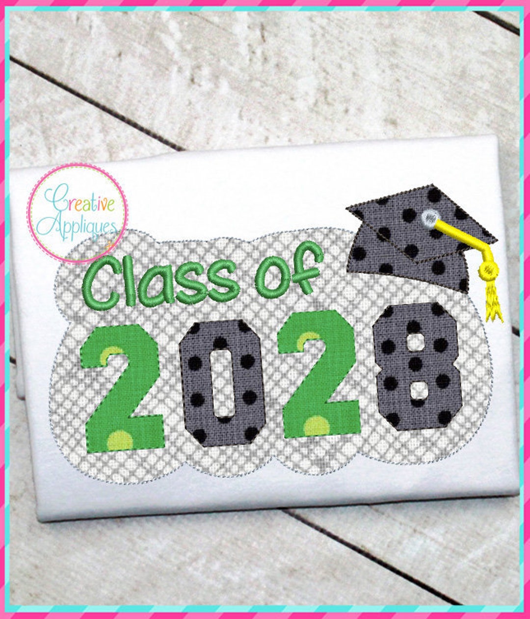 Bean Stitch Class of 2028 Graduation Digital Machine Embroidery ...