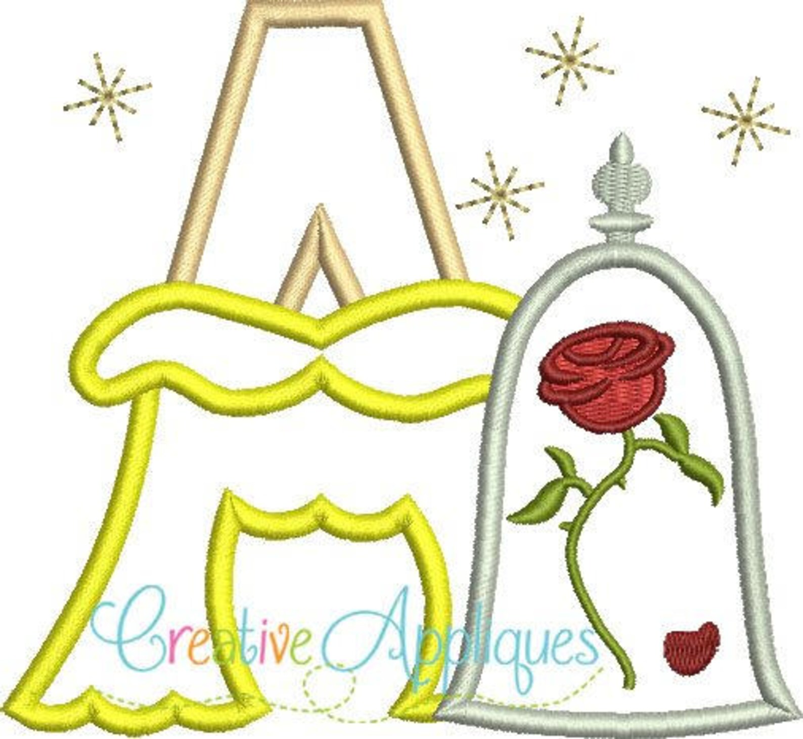 Beauty Rose Book Princess Alphabet Letter Set A-Z Applique Machine ...