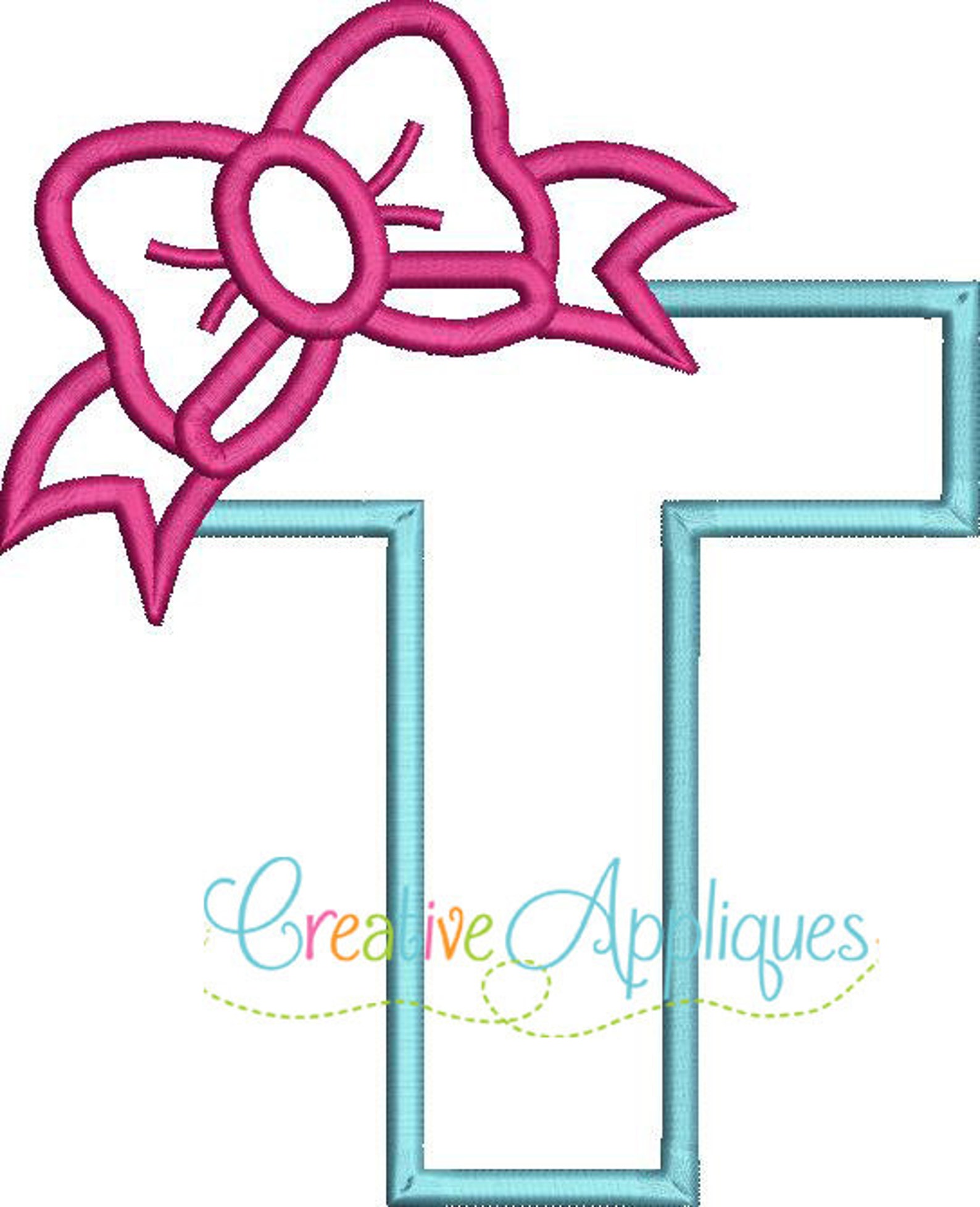 T Bow Letter T Applique Machine Embroidery Design 4 Sizes, Bow Letter ...