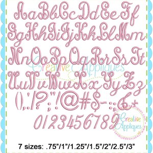 7 SIZES!!! Classic Script Embroidery Font, Alphabet Font Digital ...