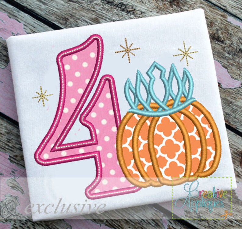 Pumpkin Princess Crown Number 4 Digital Machine Embroidery - Etsy