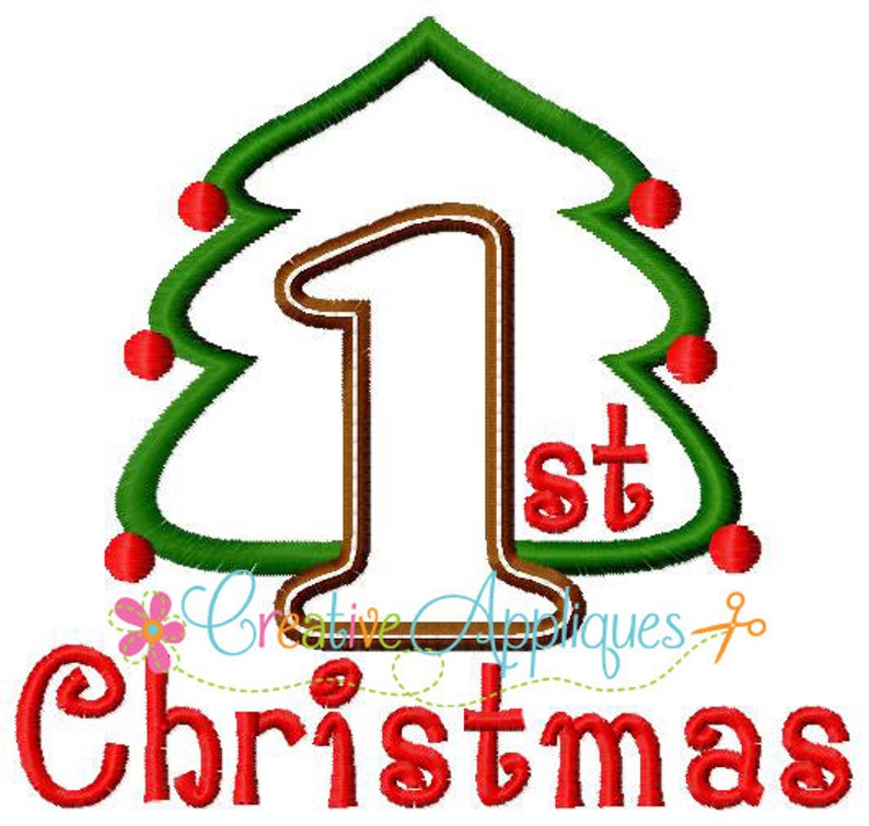 1st First Christmas Tree Digital Machine Embroidery Applique - Etsy