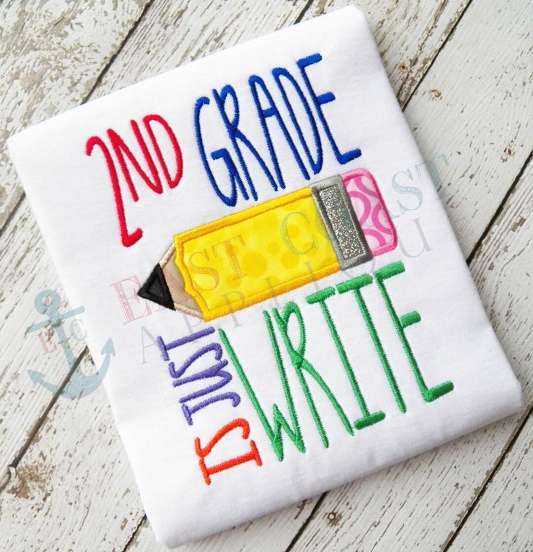 Just Write 2nd Grade Applique Design, Machine Embroidery, Machine ...