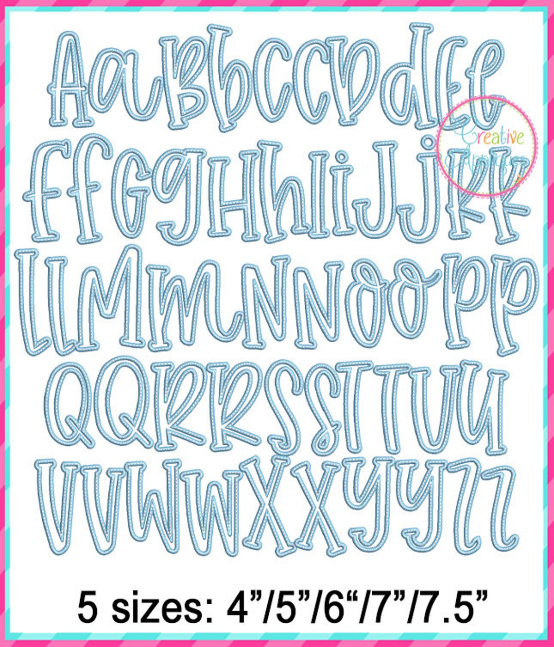 5 Sizes Farmhouse Lemonade Applique Embroidery Alphabet Font Digital ...