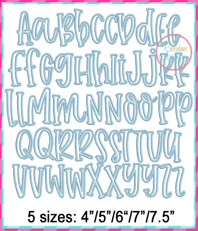 5 Sizes Farmhouse Lemonade Applique Embroidery Alphabet Font Digital ...