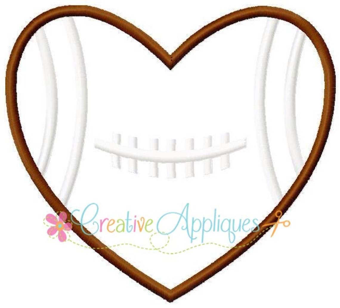 Football Heart Digital Machine Embroidery Applique Design 4 - Etsy