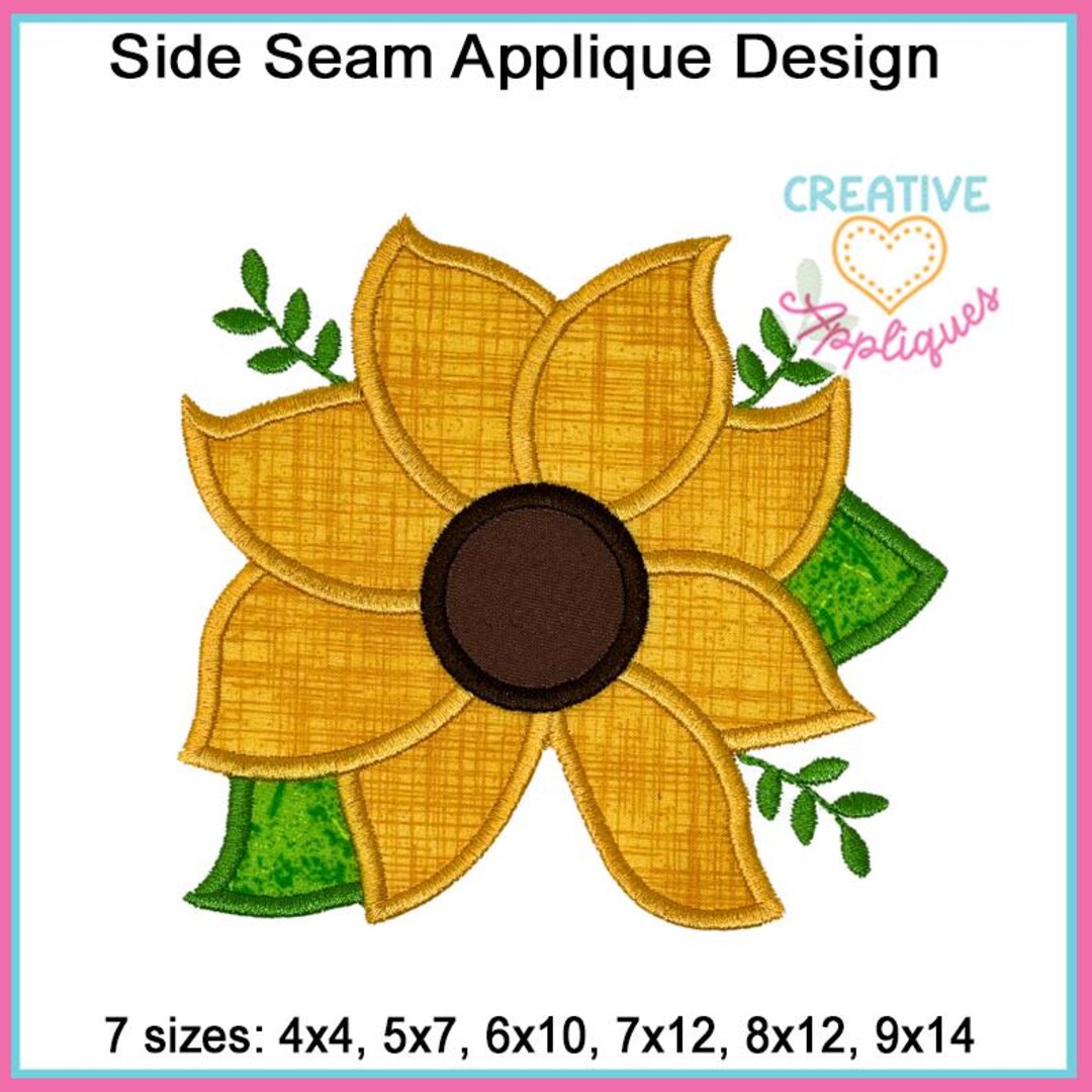 Sunflower Side Seam Applique Machine Embroidery Design, Side Seam ...