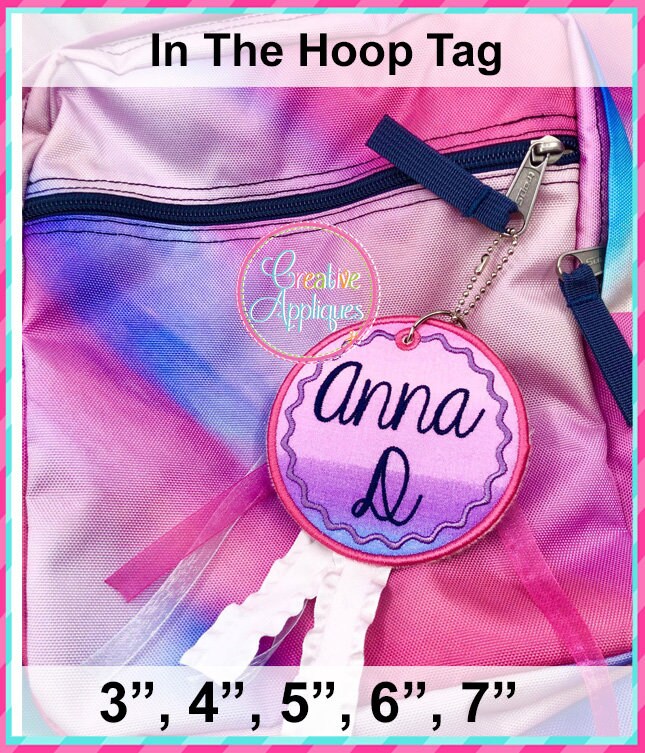 Circle Tag in the Hoop Applique Embroidery Design 5 Sizes, Bag Tag, in ...
