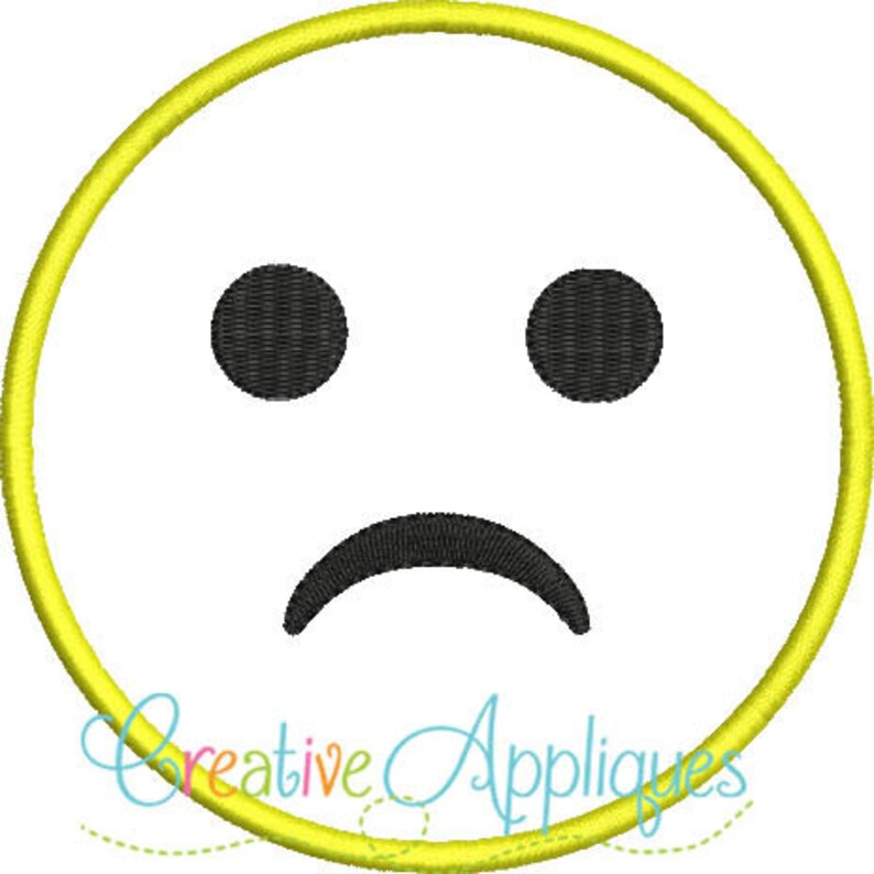 Emoji Sad Frown Frowning Digital Machine Embroidery Applique Design 4 ...