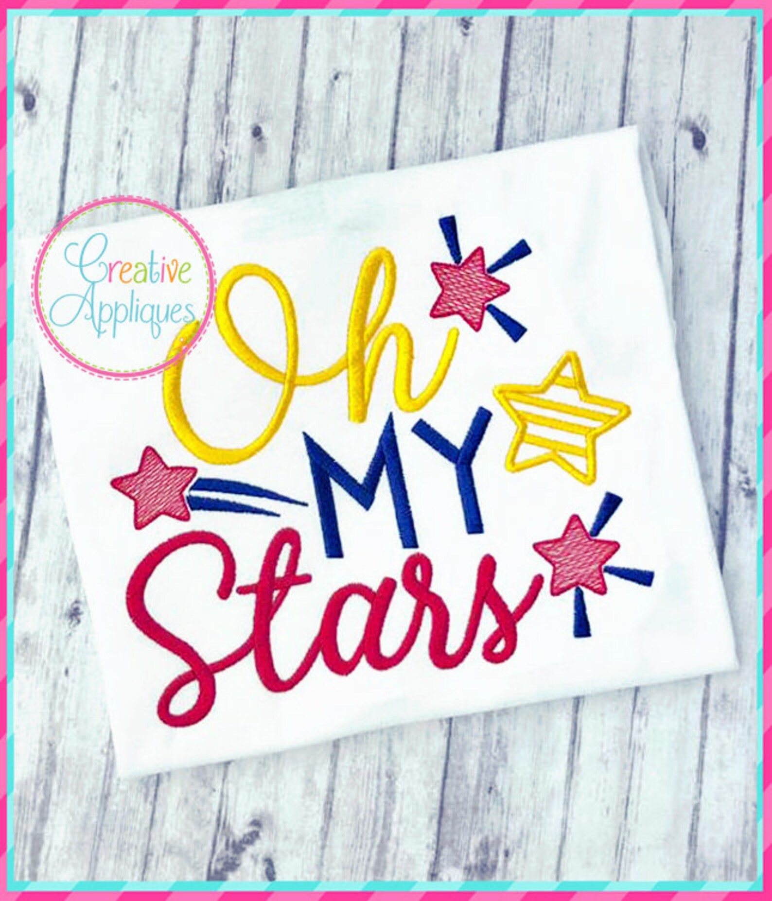 Oh My Stars Digital Machine Embroidery Design 5 Sizes, Patriotic ...