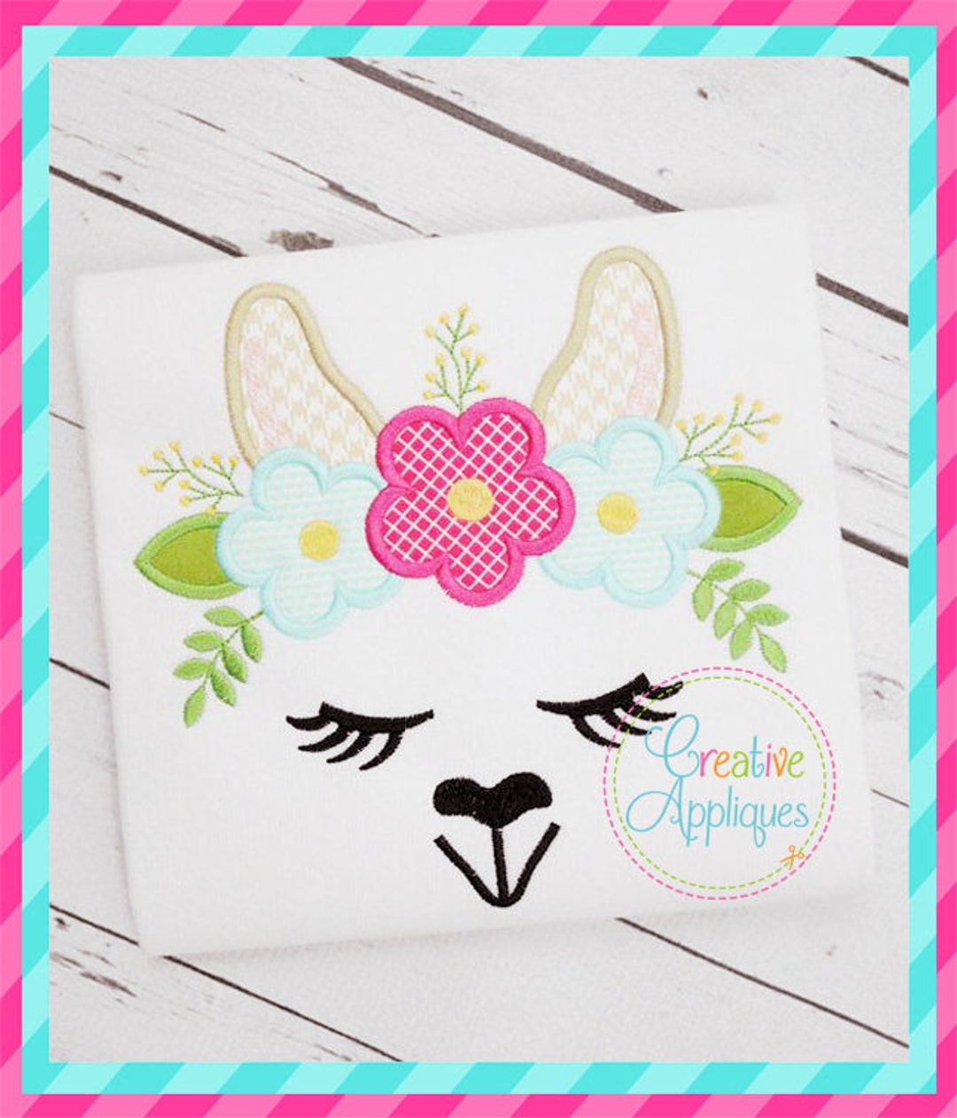 Llama Face Crown Digital Machine Embroidery Applique Design 4 SIZES ...