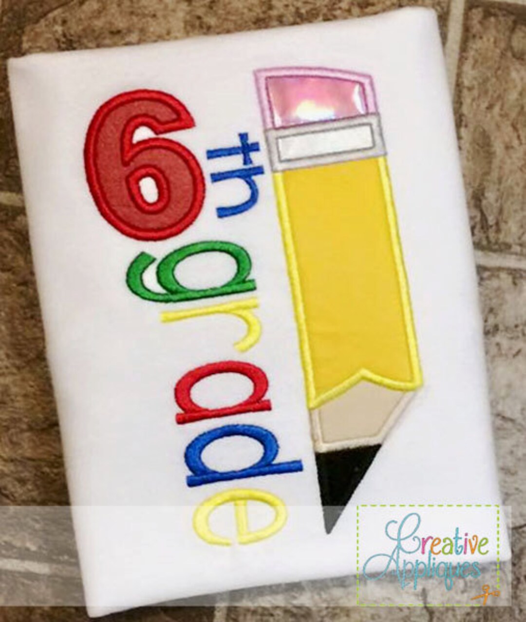 6th Sixth Grade Pencil Digital Machine Embroidery Applique Design 4 ...