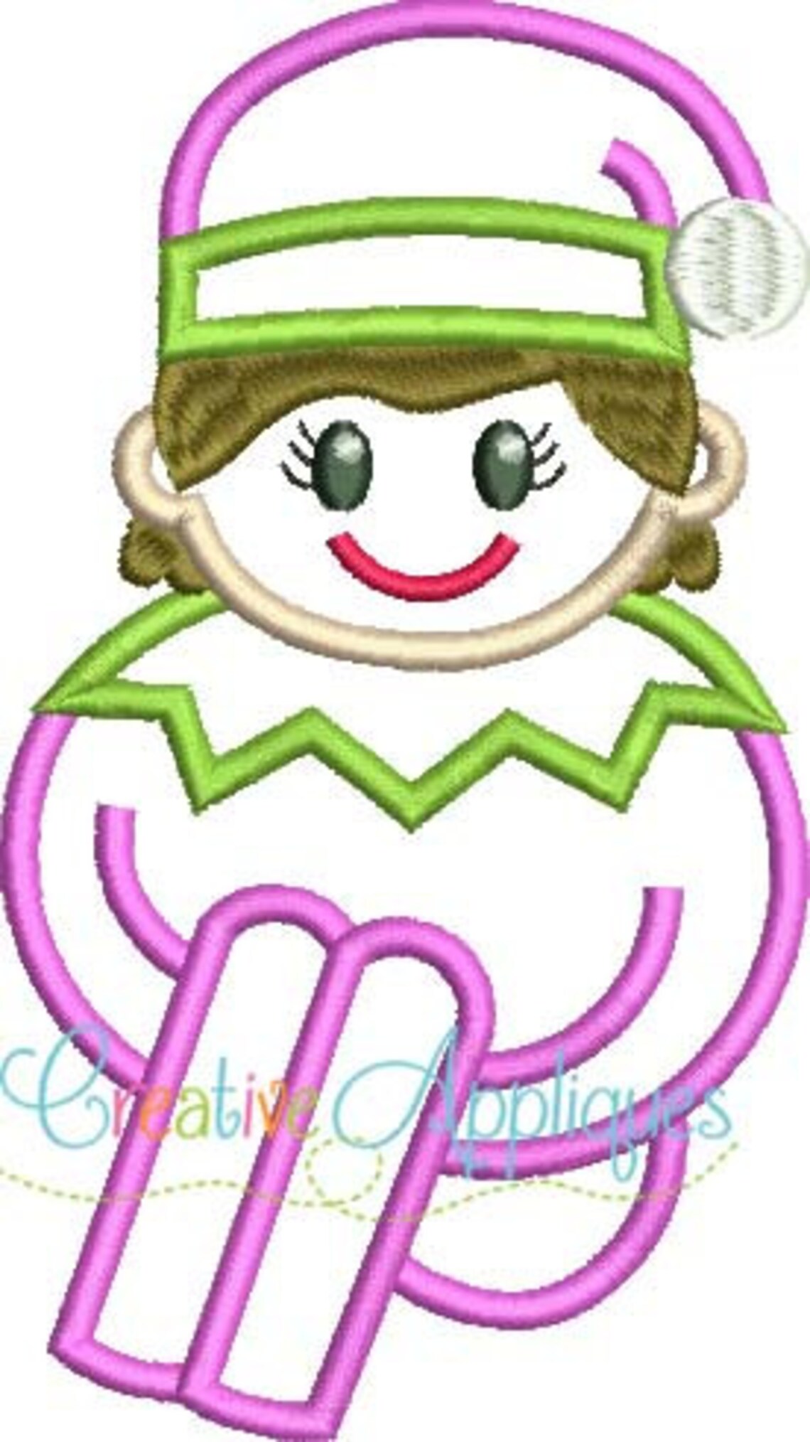 Sitting Elf Girl Applique Digital Machine Embroidery Design 5 | Etsy