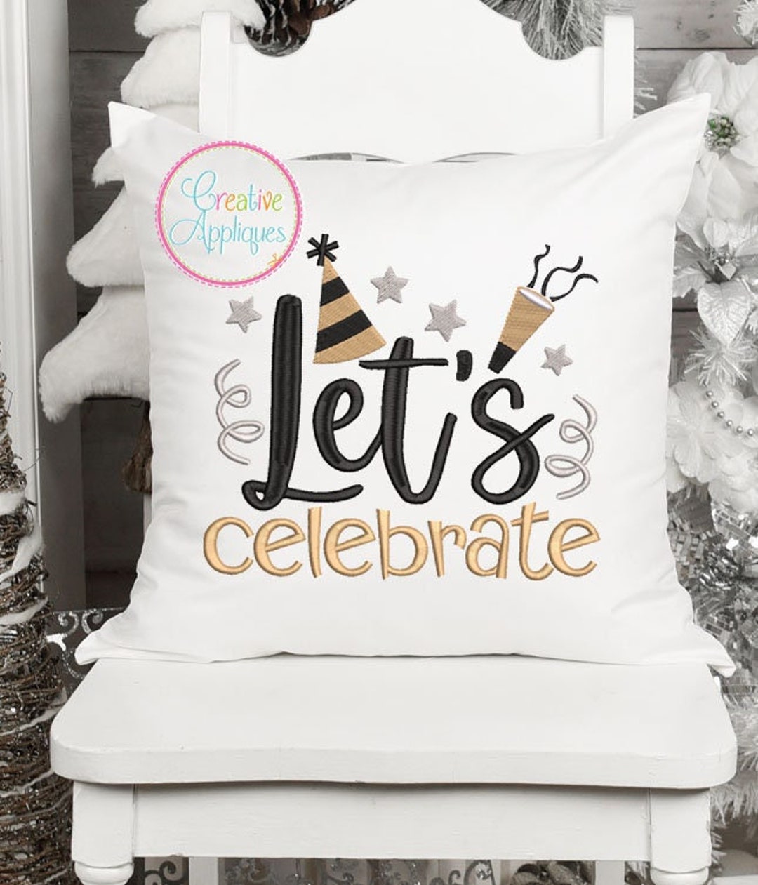 6 SIZES Let's Celebrate Machine Embroidery Design, New Years Embroidery ...