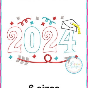 2024 Graduate Bean Stitch Machine Embroidery Applique Design 6 Size ...