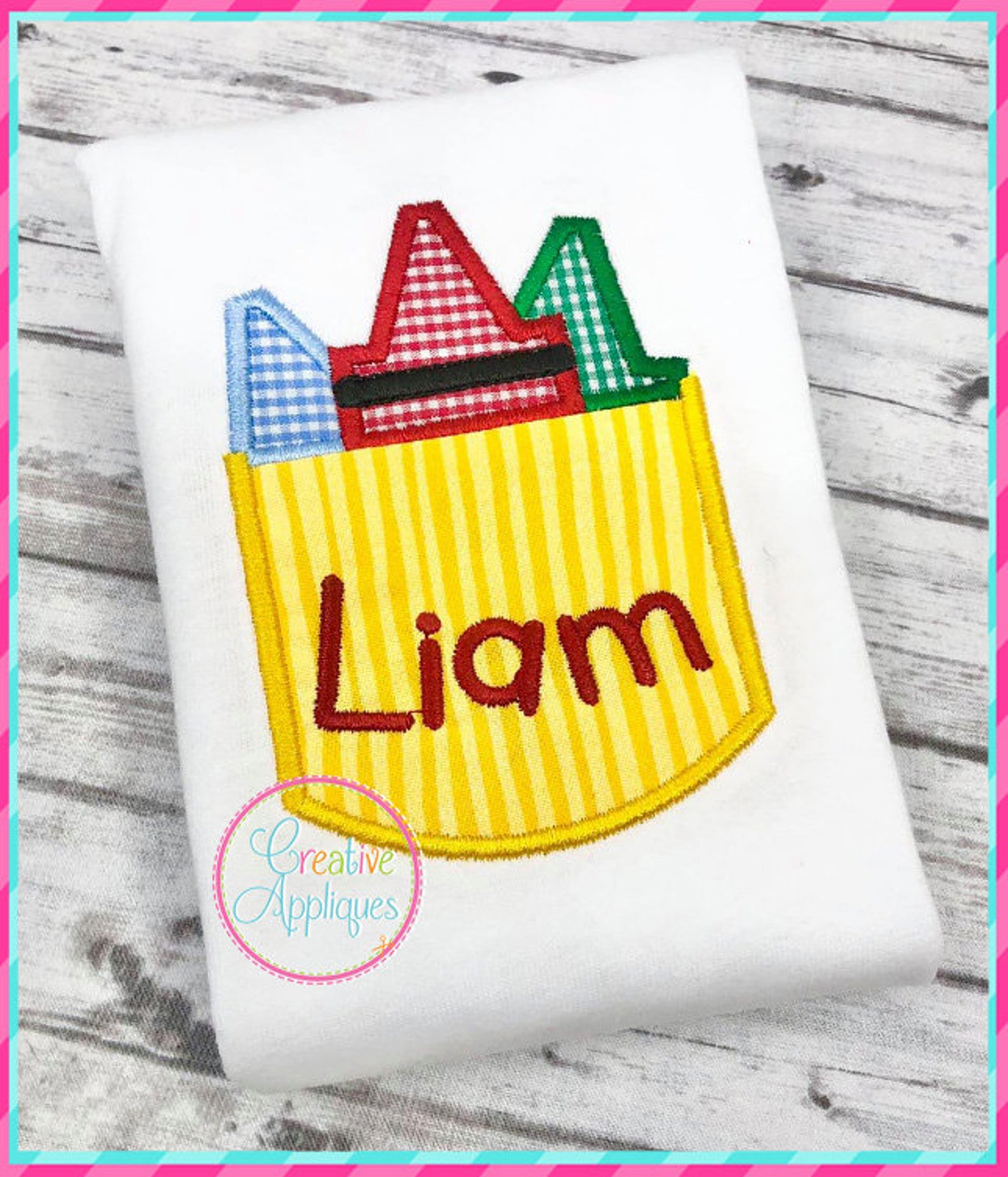 Crayon Pocket Applique Machine Embroidery Design 9 Sizes in - Etsy