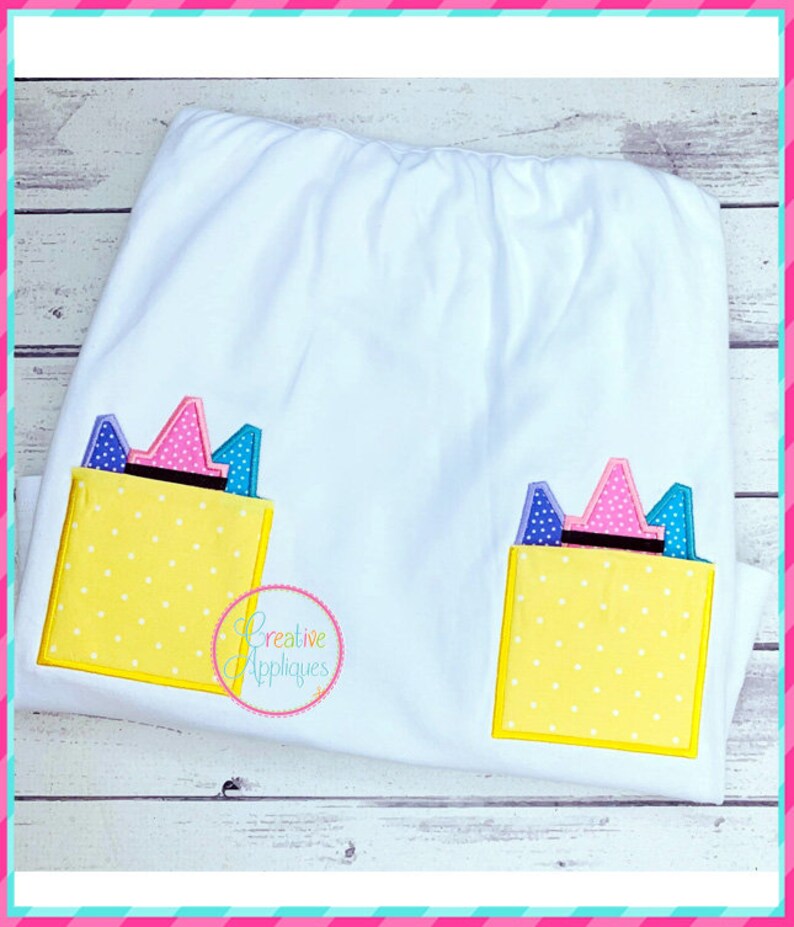 Crayon Pocket Applique Machine Embroidery Design 9 Sizes, in the Hoop ...