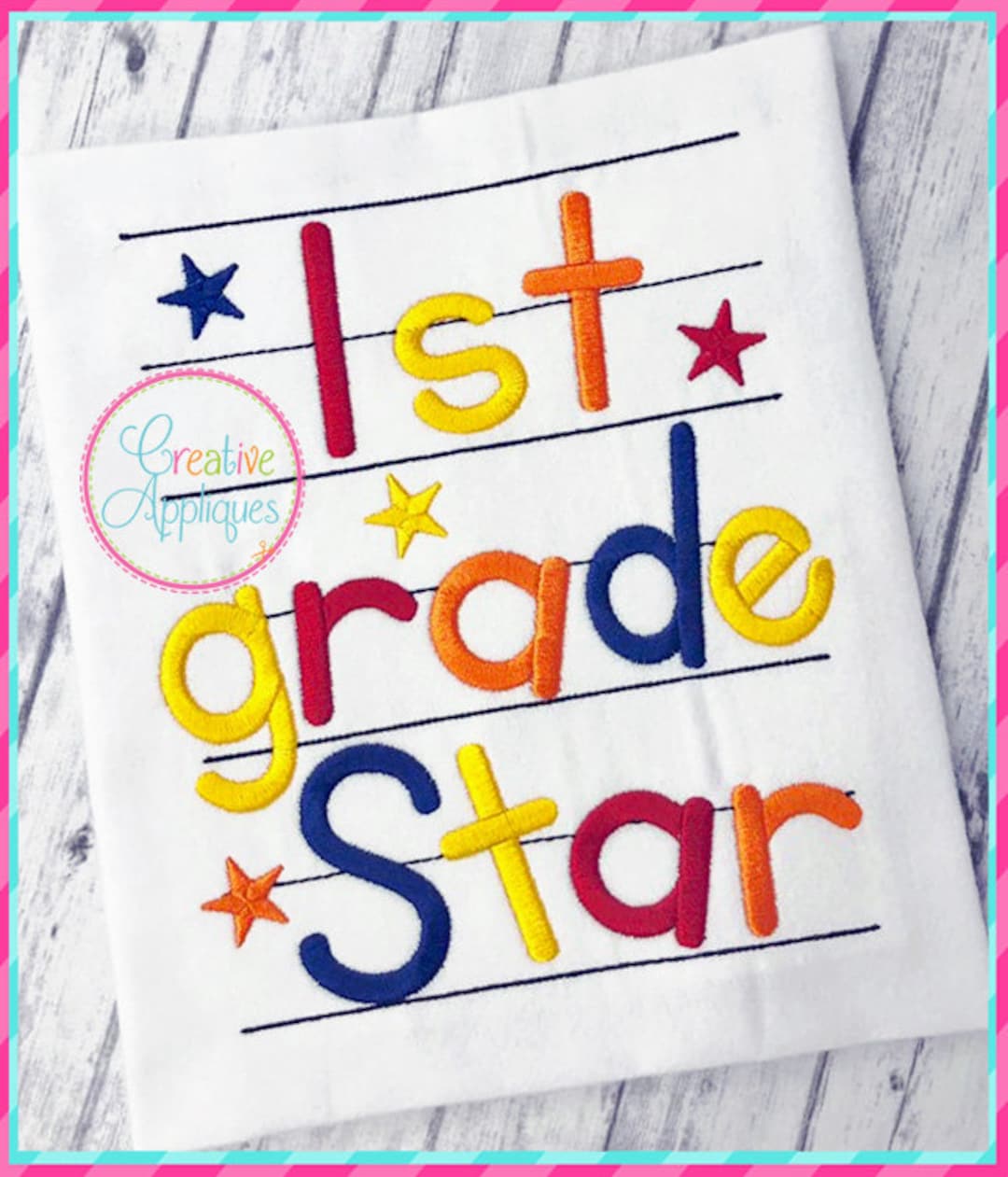 1st First Grade Star Digital Machine Embroidery Design 4 Sizes - Etsy