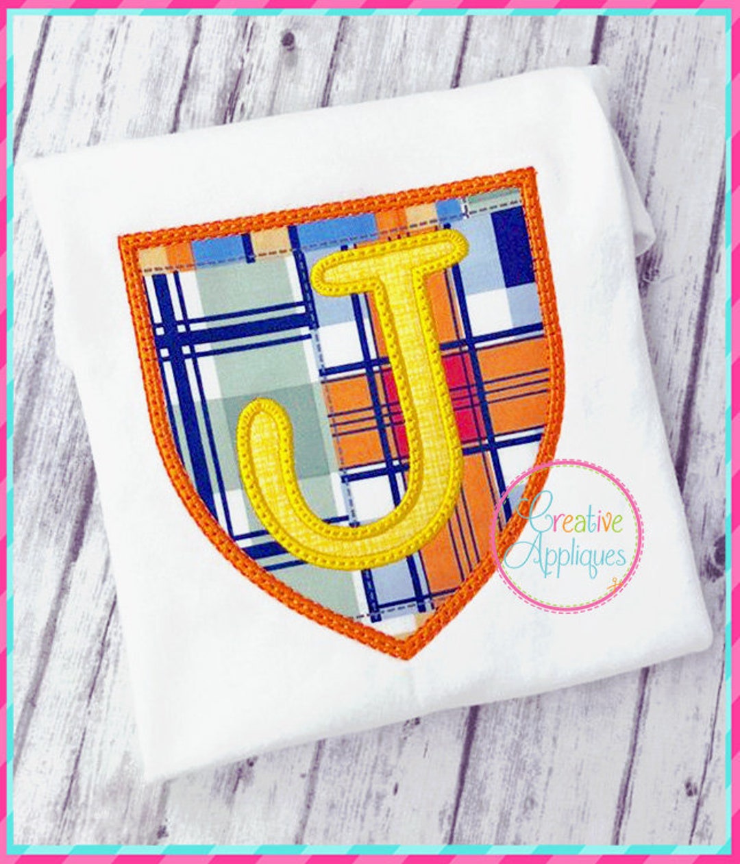 Shield Frame Patch Digital Machine Embroidery Applique Design 6 Sizes ...