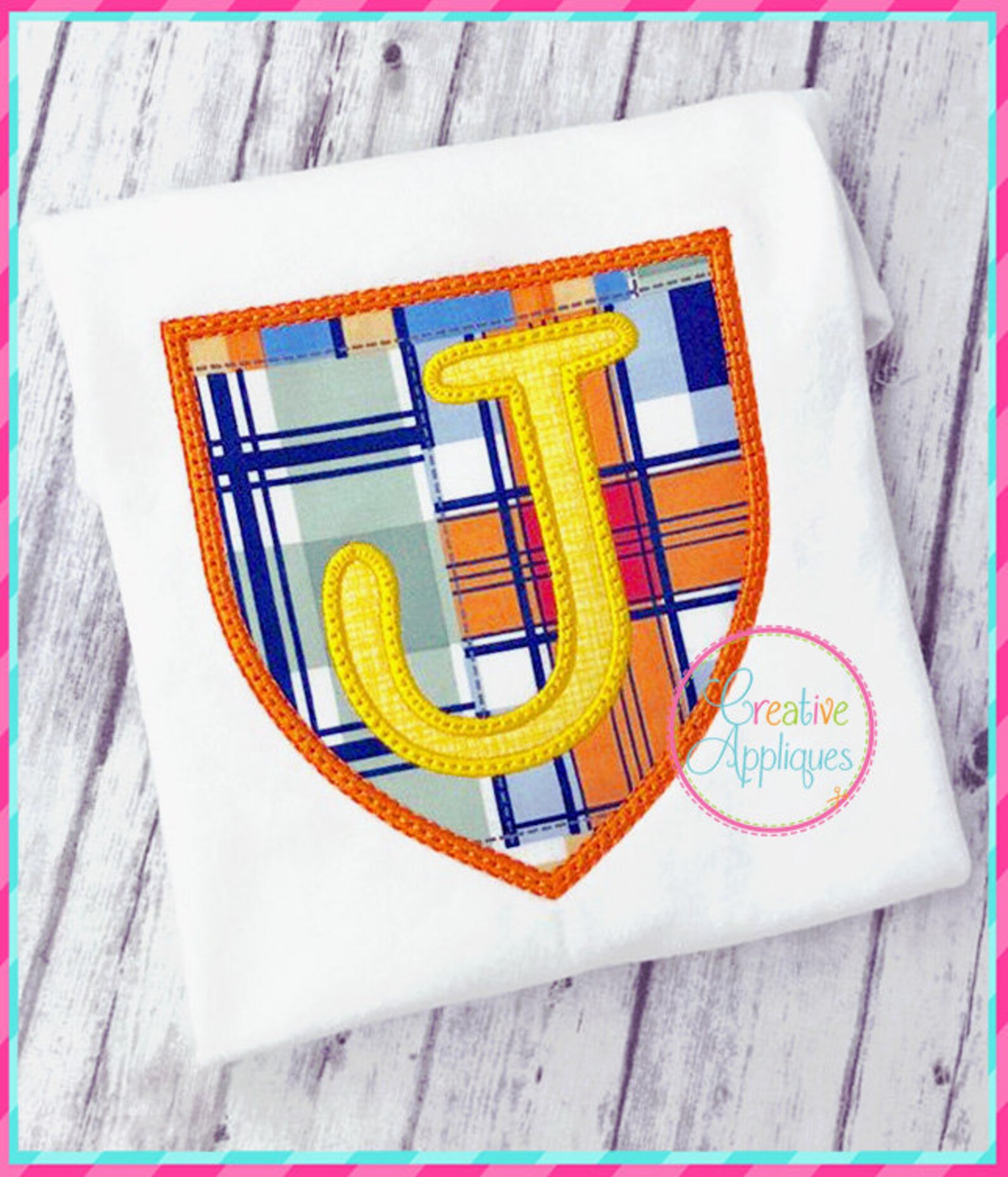 Shield Frame Patch Digital Machine Embroidery Applique Design 6 Sizes ...
