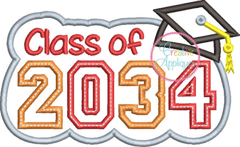 Class of 2034 Graduation Digital Machine Embroidery Applique | Etsy