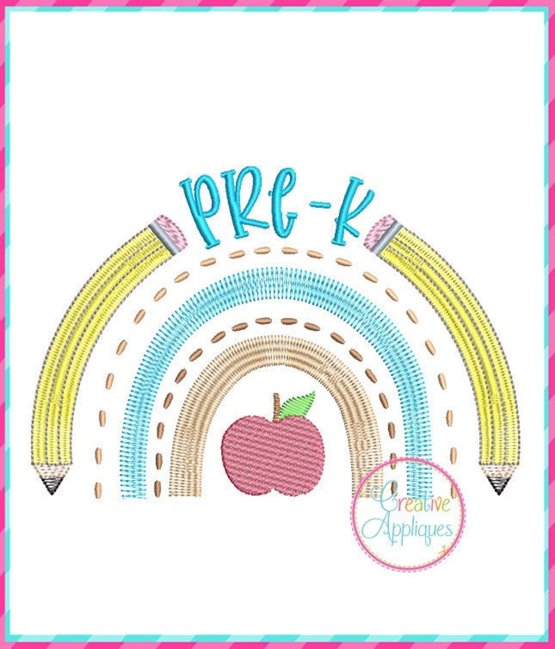 Pre Kindergarten Rainbow Machine Embroidery Design 5 Sizes, Preschool ...