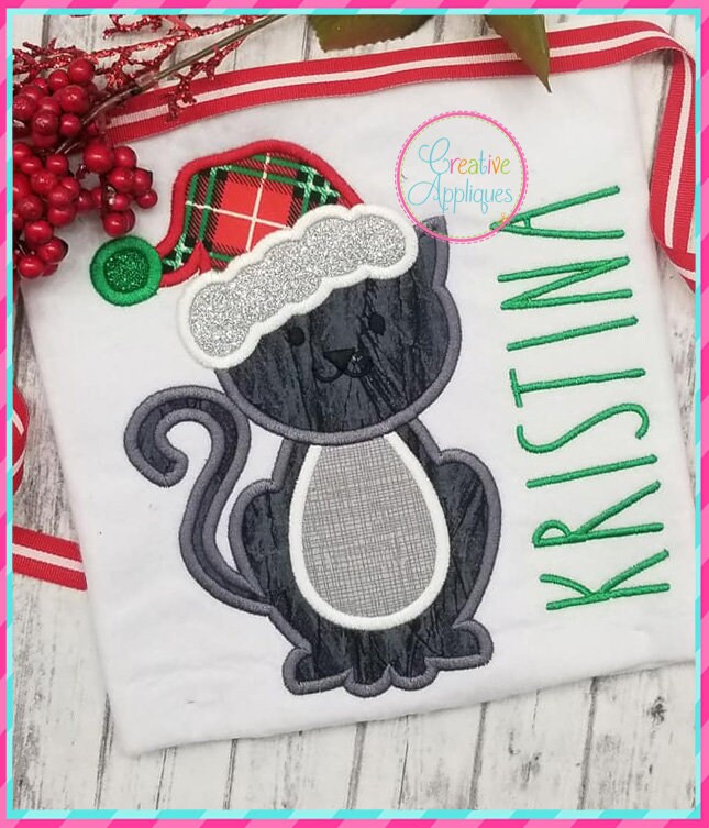 Santa Cat Digital Machine Embroidery Design 4 Sizes, Santa Cat ...