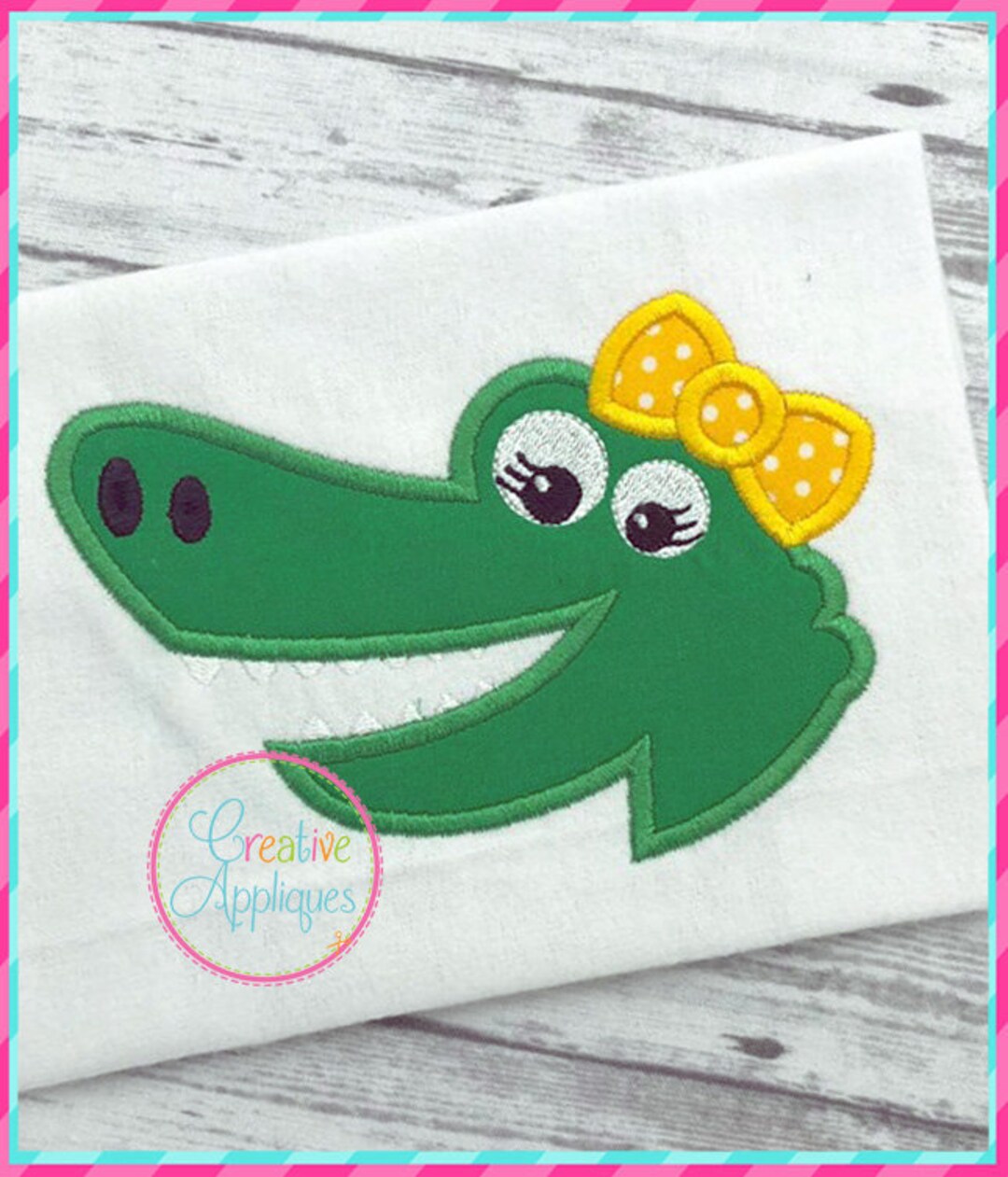 Alligator Girl Applique Digital Machine Embroidery Design 4 Sizes ...