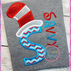 Striped Hat Applique Alphabet Letter Set A-Z Applique Machine ...