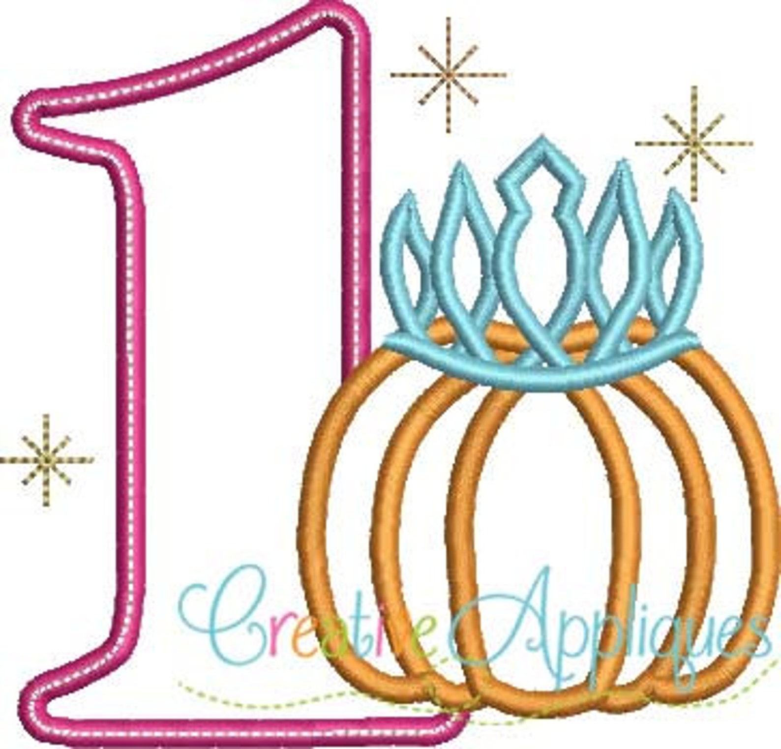 Pumpkin Princess Crown Number 1 Digital Machine Embroidery - Etsy