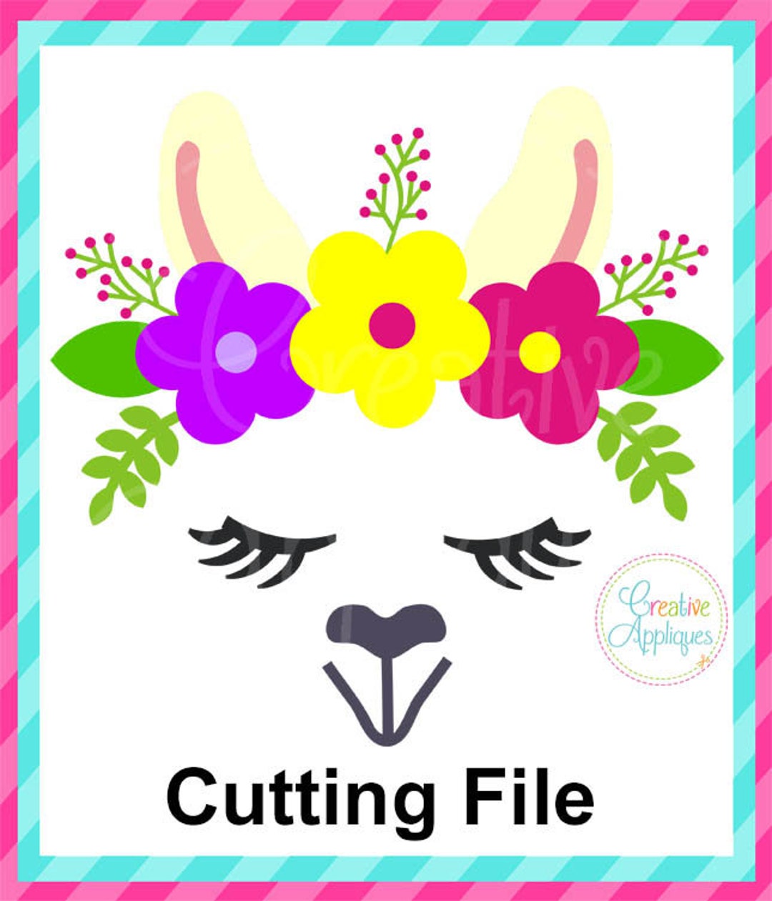 Llama Face Flower Crown SVG Cutting File, Llama Cut File, Llama Cutting ...