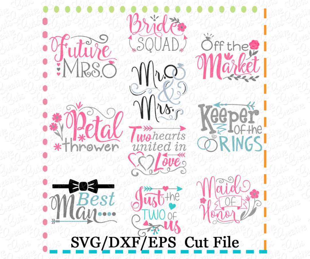 Wedding Sentiments Sayings SVG Eps DXF Cutting File, Wedding Svg ...