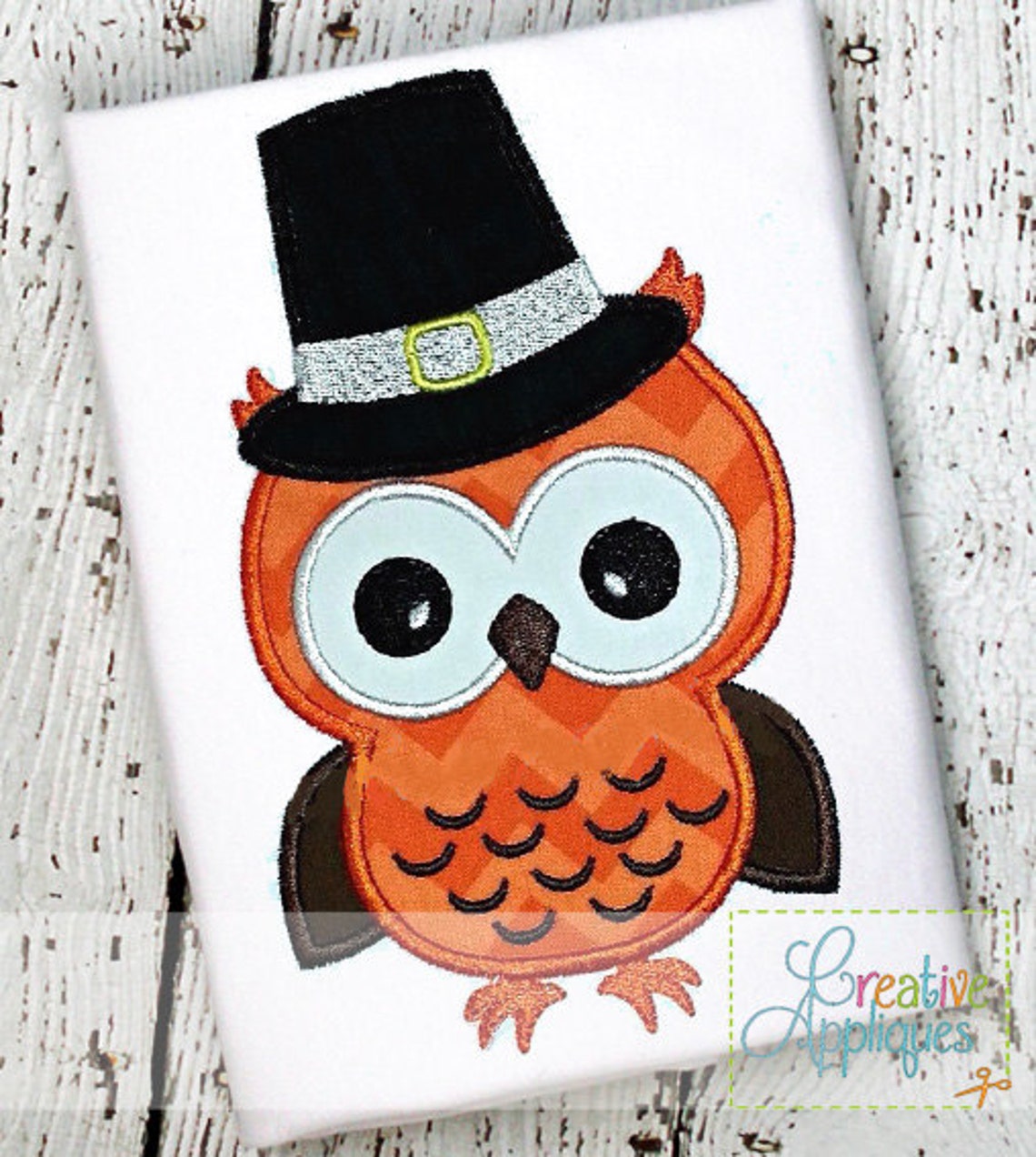Pilgrim Owl Thanksgiving Digital Machine Embroidery Applique - Etsy