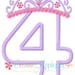 Princess Crown Birthday Number 4 Machine Embroidery Applique Design 4 ...