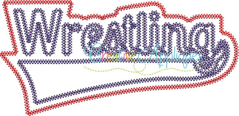 Wrestling Applique Digital Machine Embroidery Applique Design 6 Sizes ...