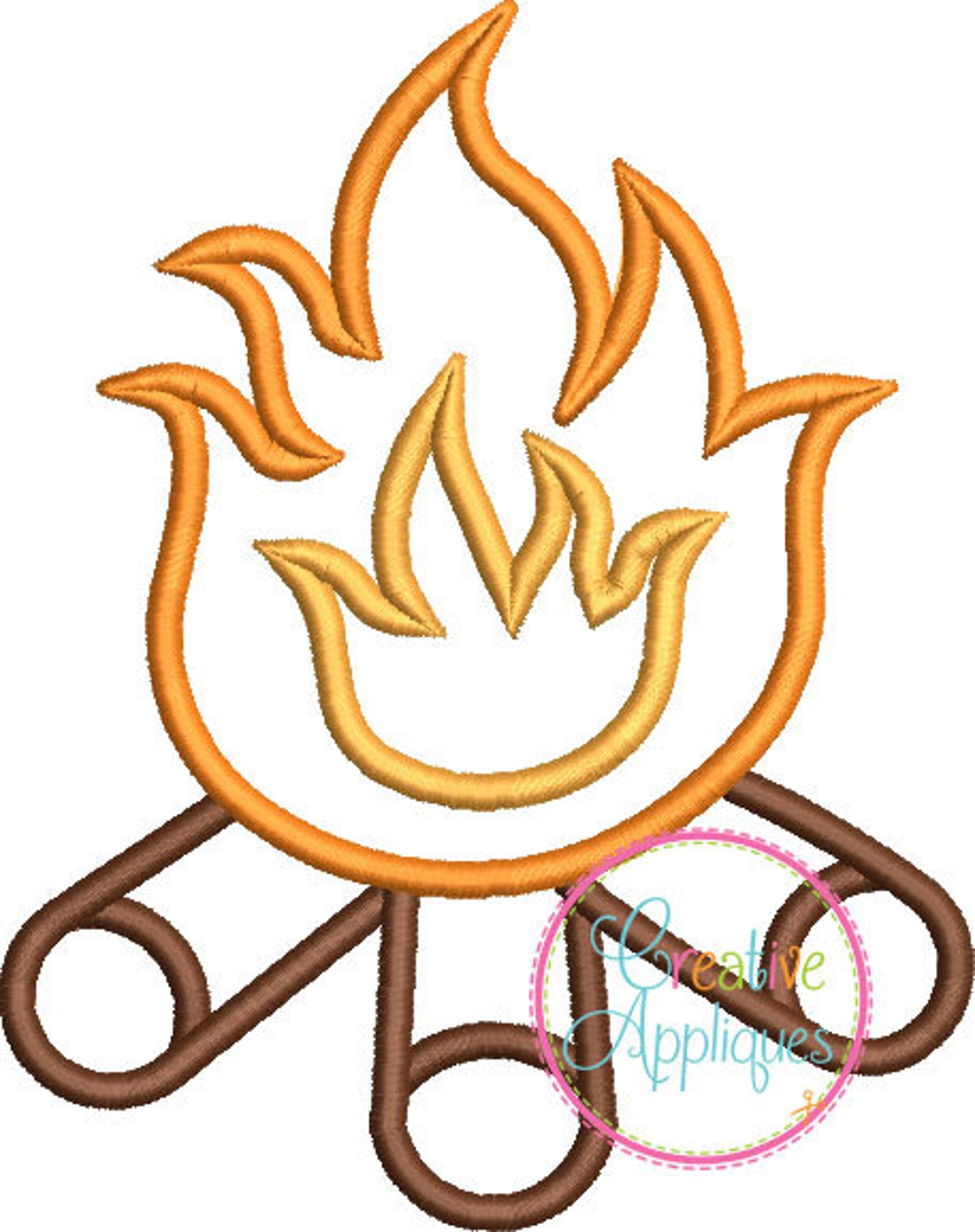 4 Sizes Campfire Applique Digital Machine Embroidery Design | Etsy