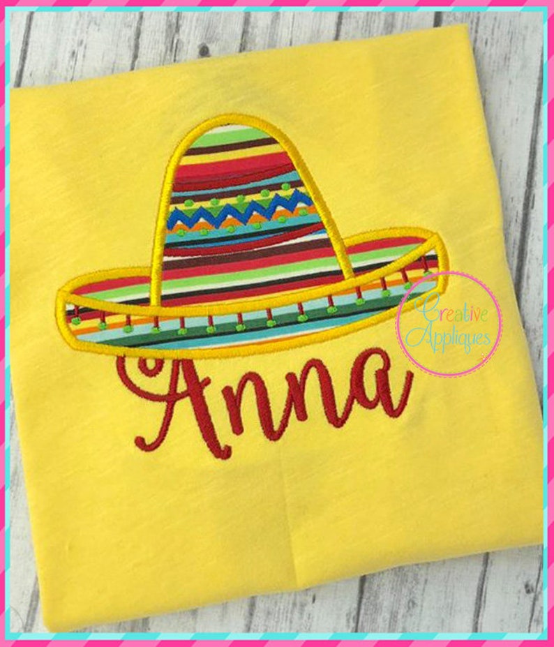 Sombrero Digital Machine Embroidery Applique Design 5 SIZES, Sombrero ...