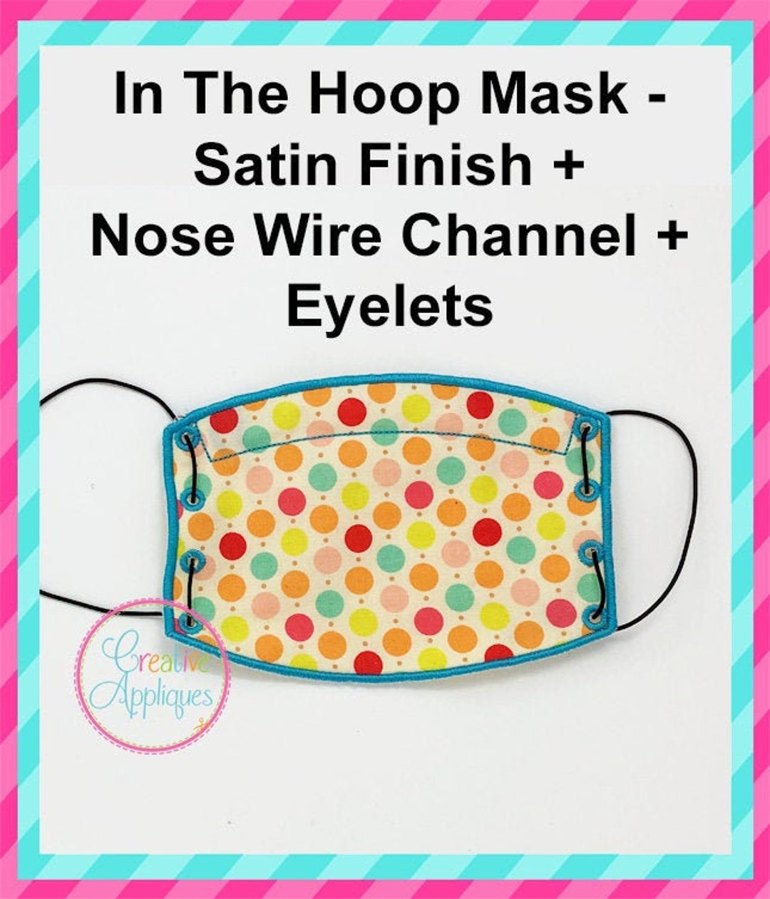5 SIZES! in the Hoop Face Mask Digital Machine Embroidery Design ...