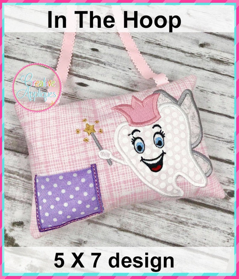 Girl Tooth Fairy Pillow Design in the Hoop Machine Embroidery Design ...