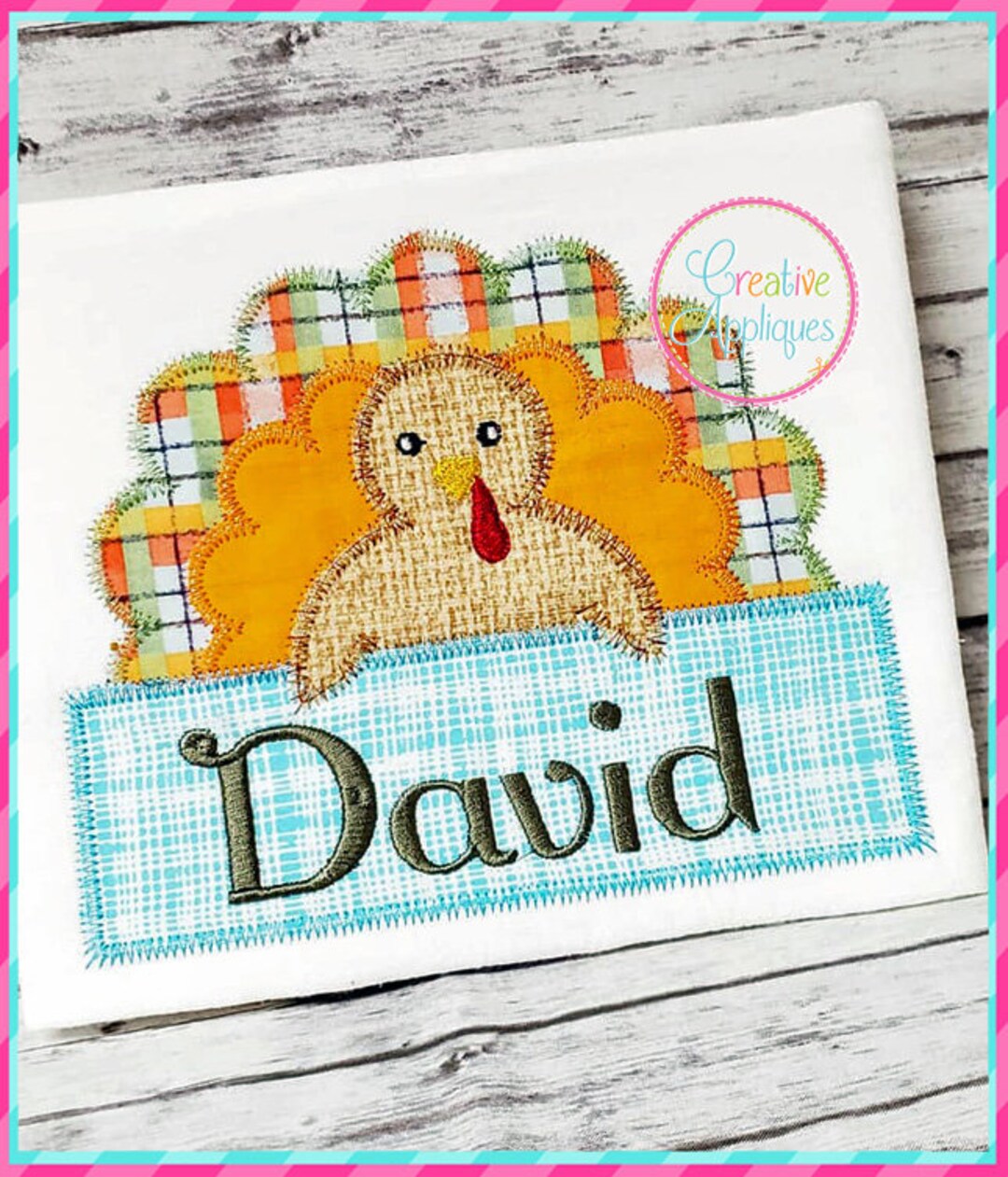 Zigzag Stitch Turkey Frame Applique Digital Machine Embroidery Design 4 ...
