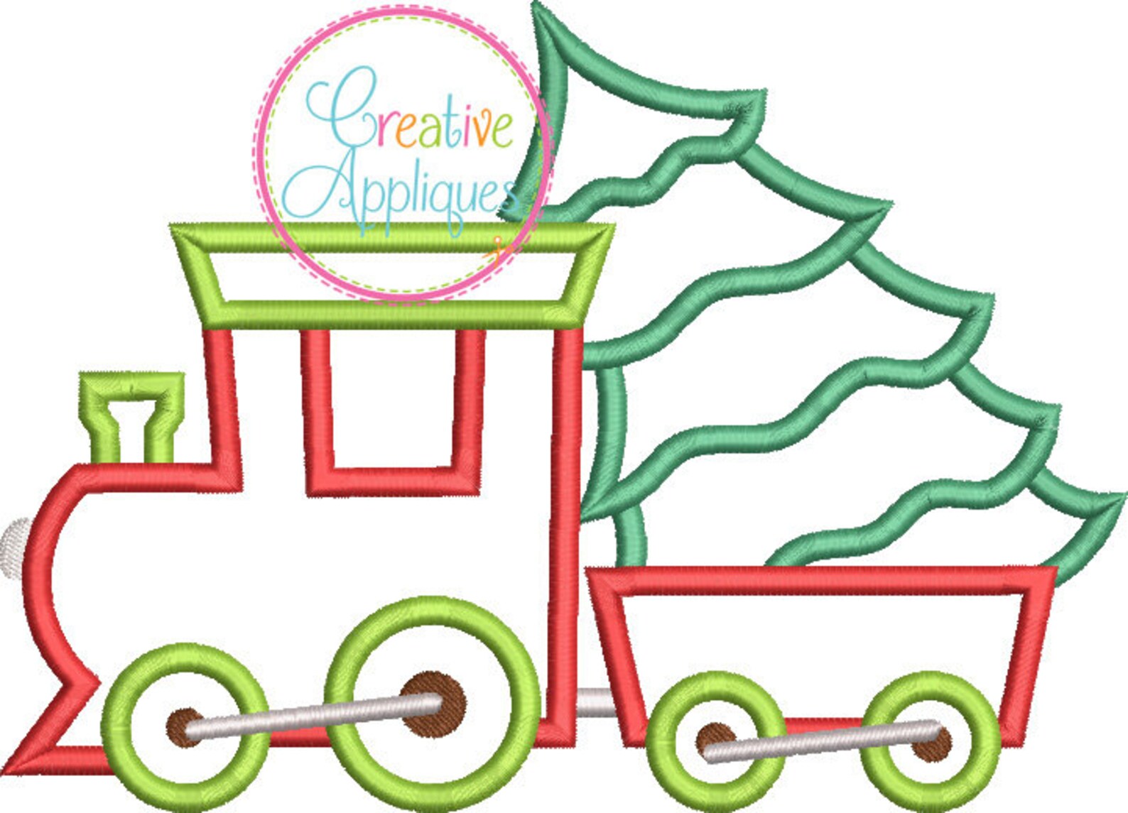 Christmas Train Tree Applique Digital Machine Embroidery Design 5 Sizes ...