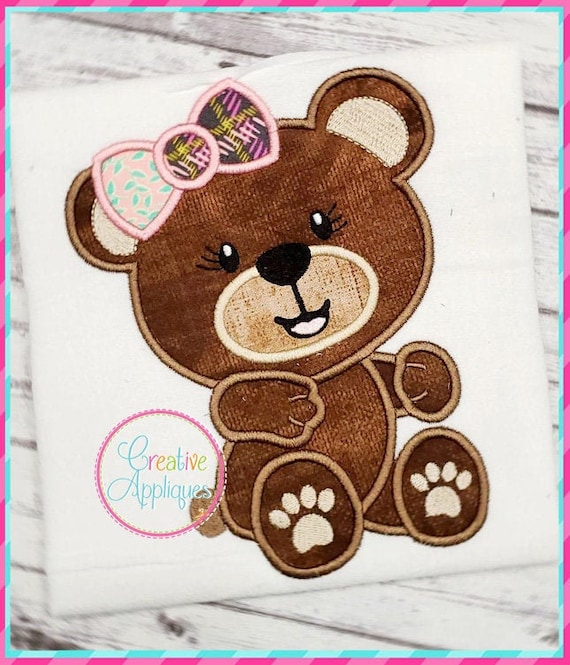 Teddy Bear Applique Machine Embroidery Design Bear Applique Machine